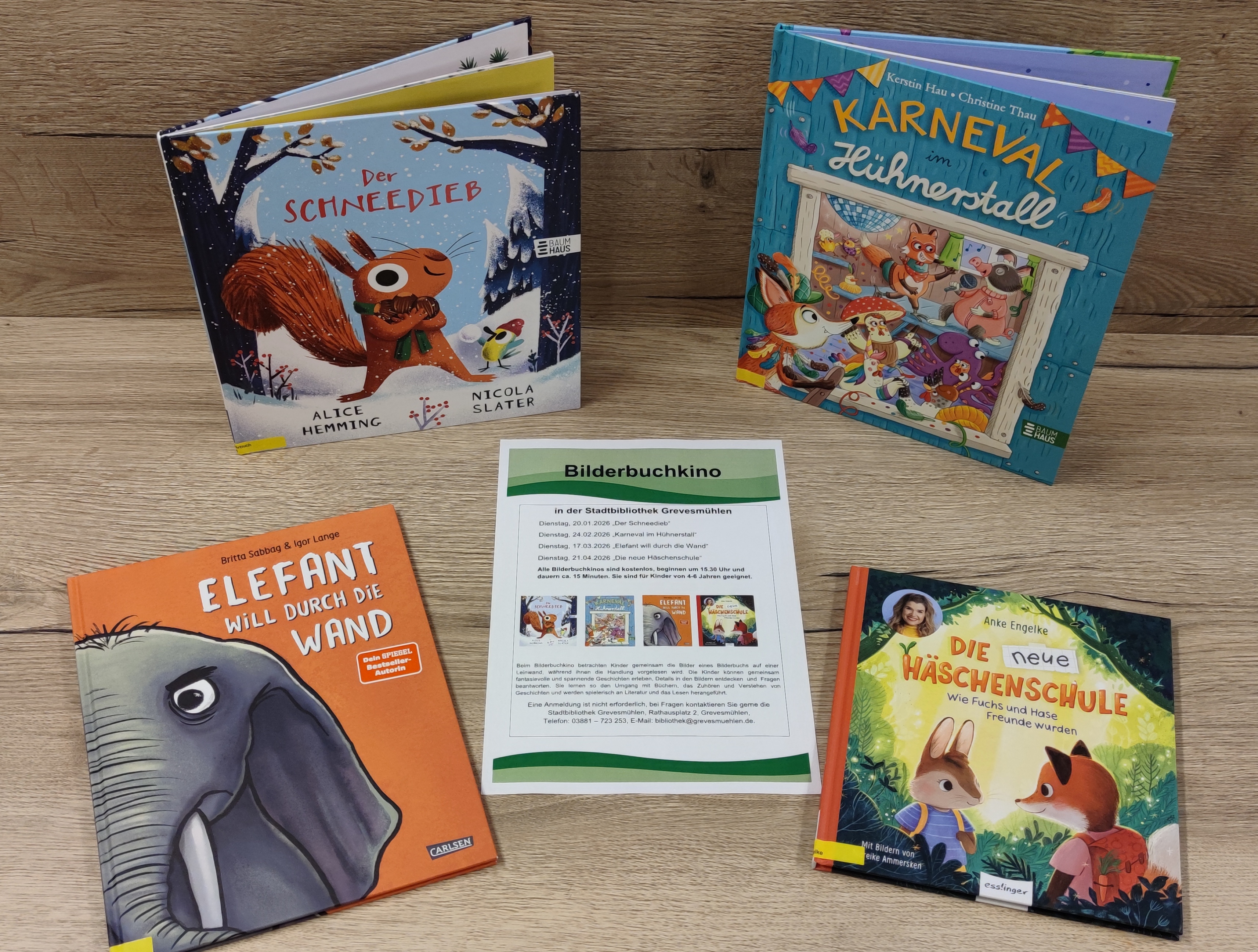 Prentenboekbioscoop in de gemeentebibliotheek van Grevesmühlen